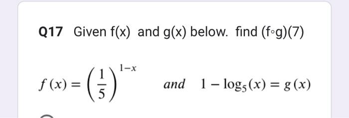 Solved Q15 Given f(x)=x−3 and g(x)=2x+5 Find (f⋅g)(2/3)Q17 | Chegg.com