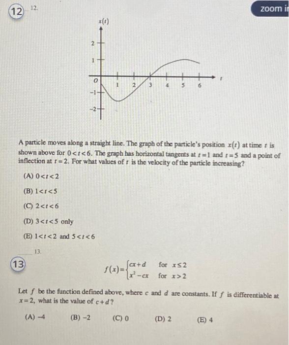 Solved A particle moves along a straight line. The graph of | Chegg.com
