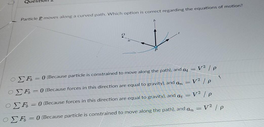 Solved Particle P moves along a curved path. Which option is | Chegg.com