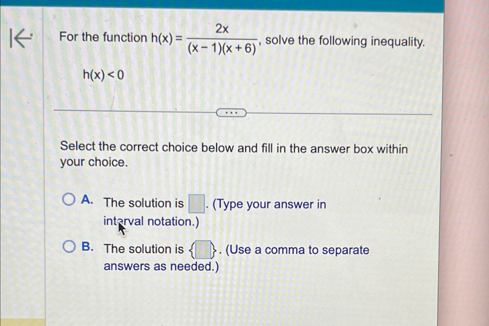 Solved For the function h(x)=2x(x-1)(x+6), ﻿solve the | Chegg.com