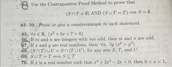 Solved (64) Use the Contrapositive Proof Method to prove | Chegg.com