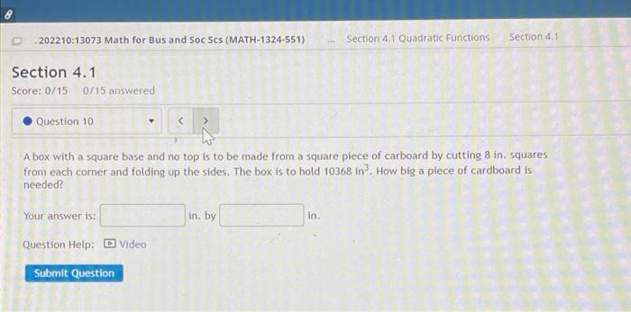 Solved 202210:13073 Math for Bus and Soc Scs (MATH-1324-551) | Chegg.com