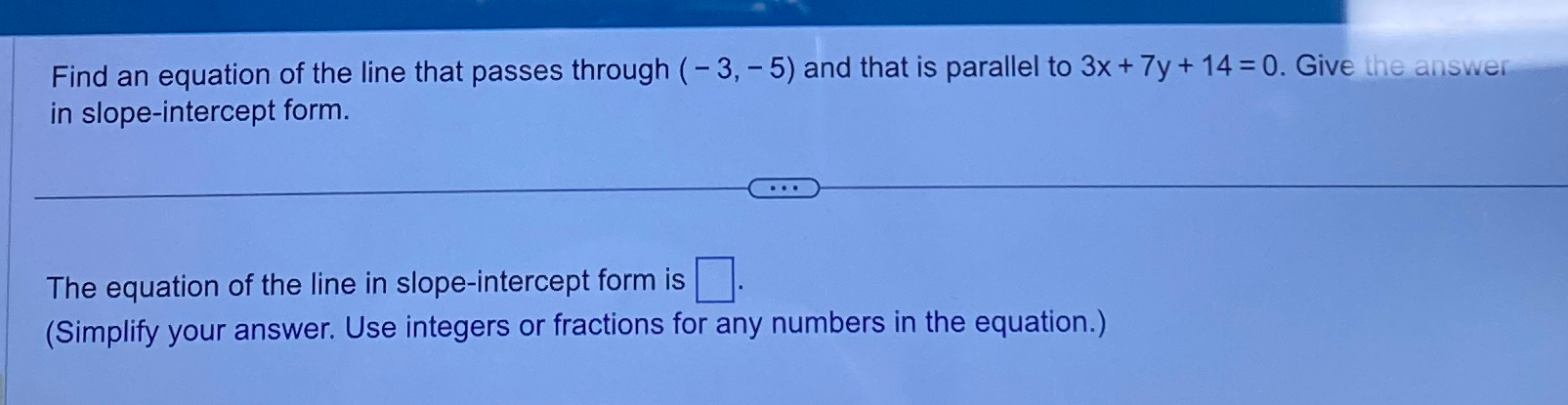 Solved Find an equation of the line that passes through | Chegg.com