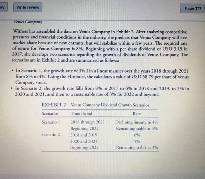 Solved Write review Page 377 Venus Company Withers has | Chegg.com