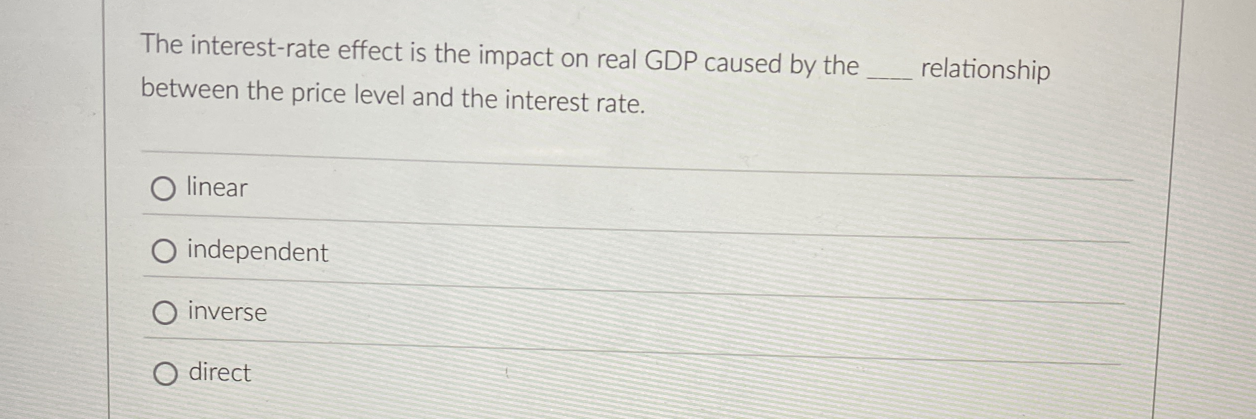 Solved The interest-rate effect is the impact on real GDP | Chegg.com