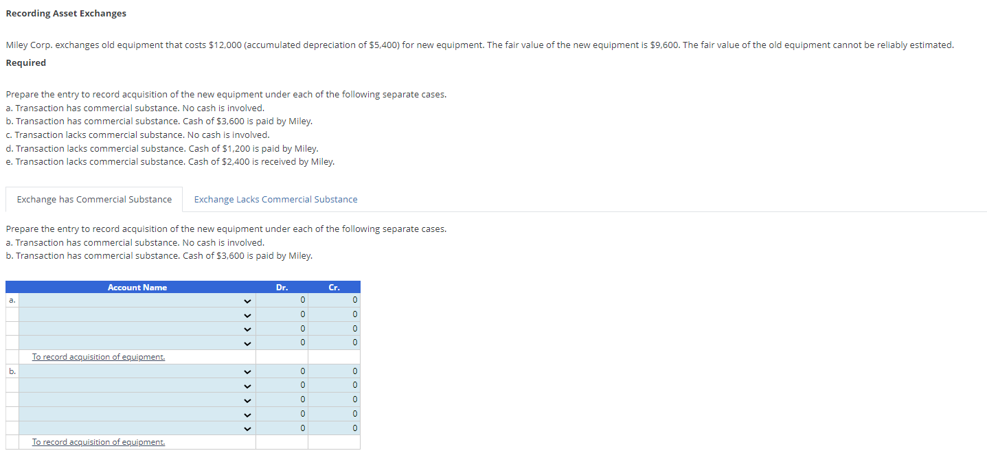 Solved Recording Asset ExchangesRequiredPrepare the entry to | Chegg.com