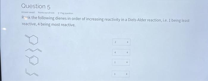 Solved Question 5 Rank the following dienes in order of | Chegg.com