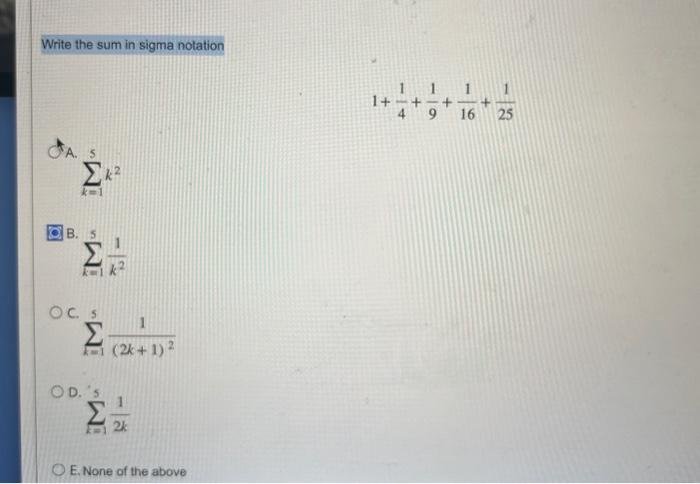 Solved Write the sum in sigma notation \\[ | Chegg.com