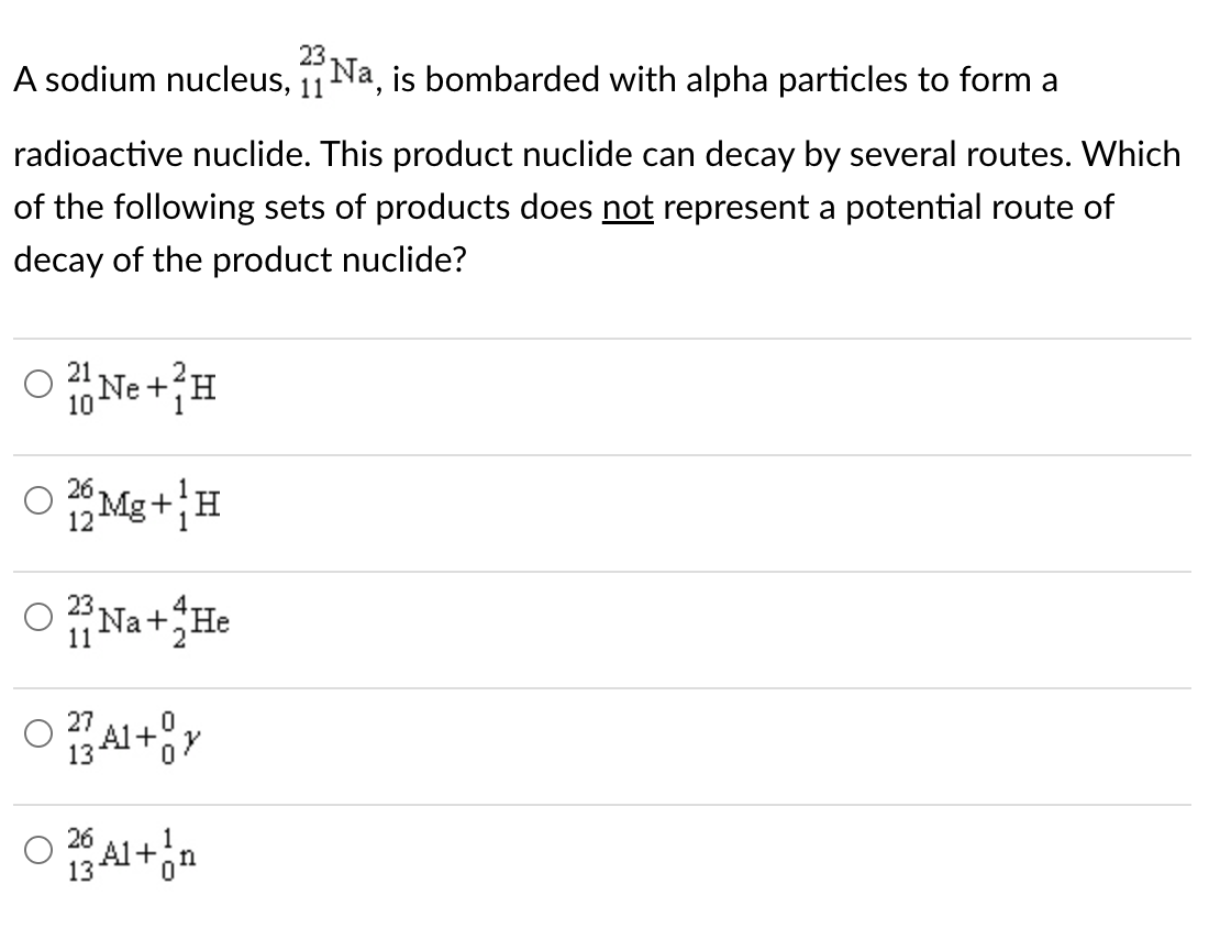 Solved A sodium nucleus, ?(11)23Na, is ﻿bombarded with alpha | Chegg.com