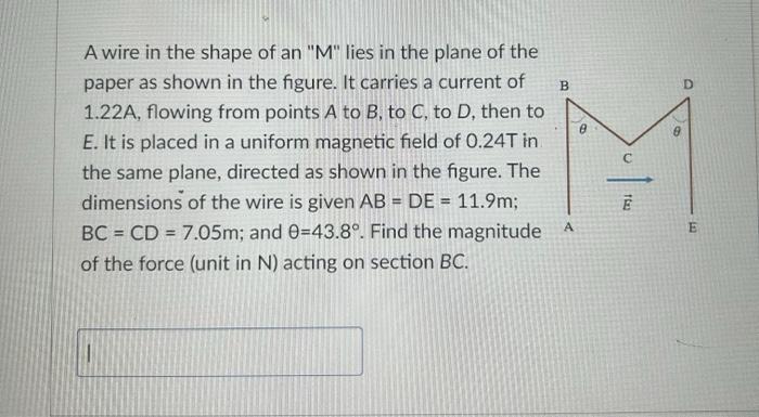 Solved A wire in the shape of an "M" lies in the plane of | Chegg.com