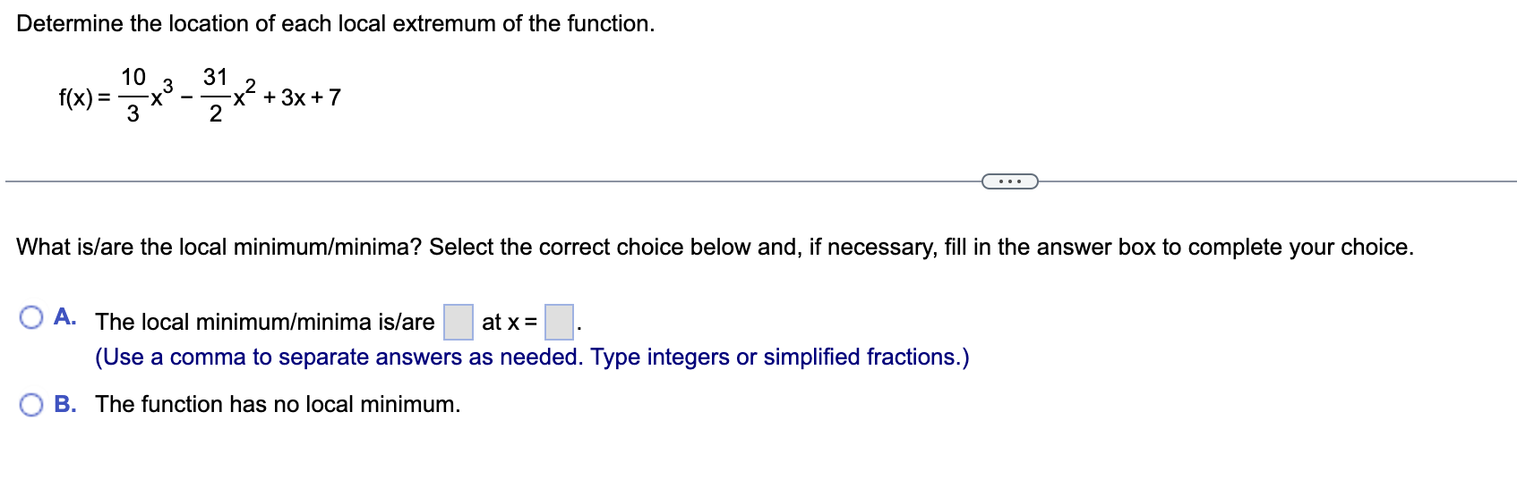 Solved Determine the location of each local extremum of the | Chegg.com
