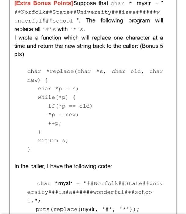 Solved [Extra Bonus Points]Suppose that char ∗ mystr =" | Chegg.com