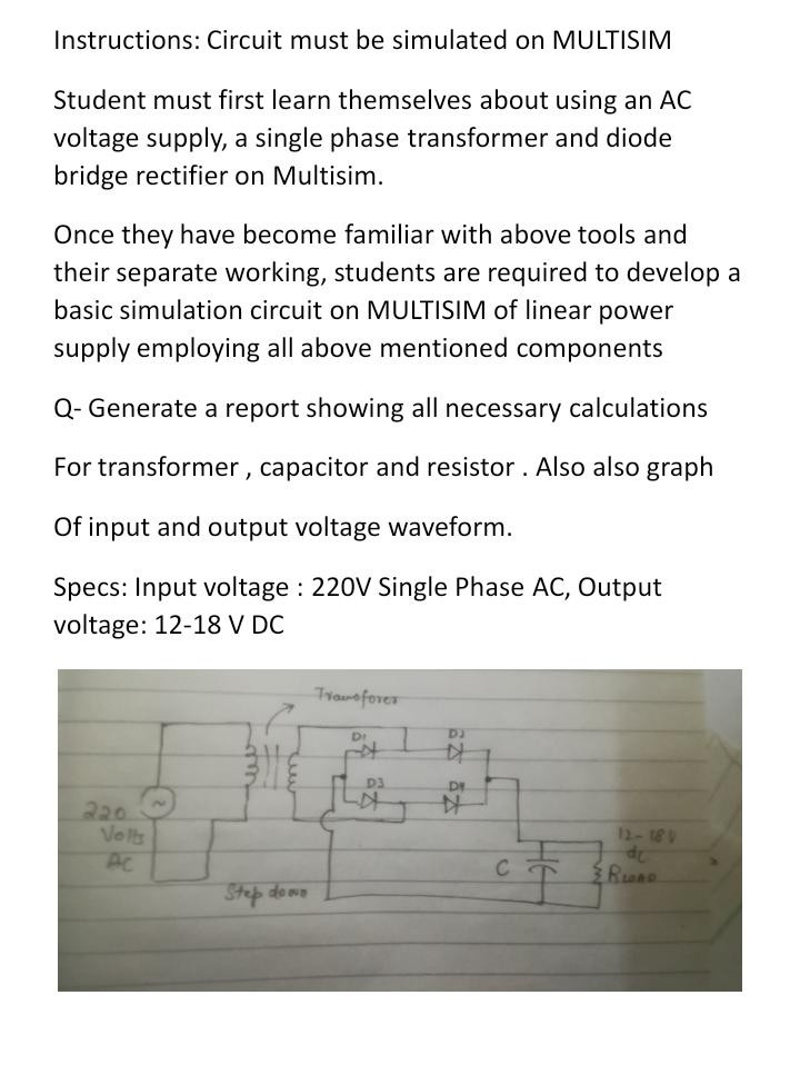 Solved Instructions: Circuit must be simulated on MULTISIM | Chegg.com