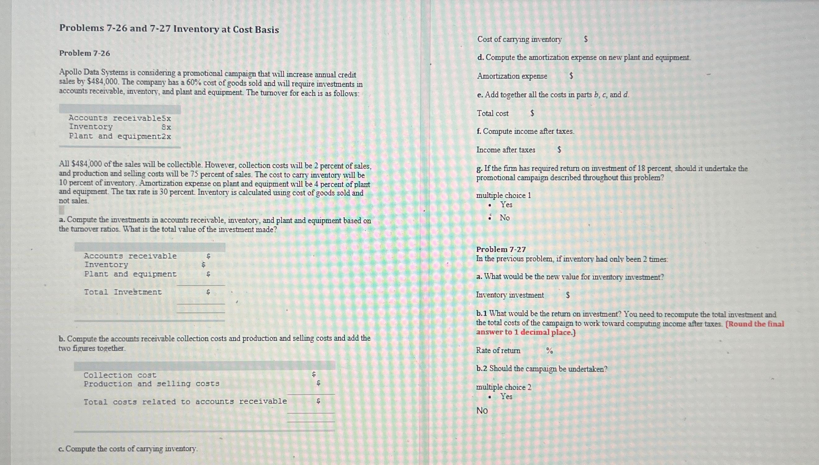 Solved Problems 7-26 ﻿and 7-27 ﻿Inventory at Cost | Chegg.com