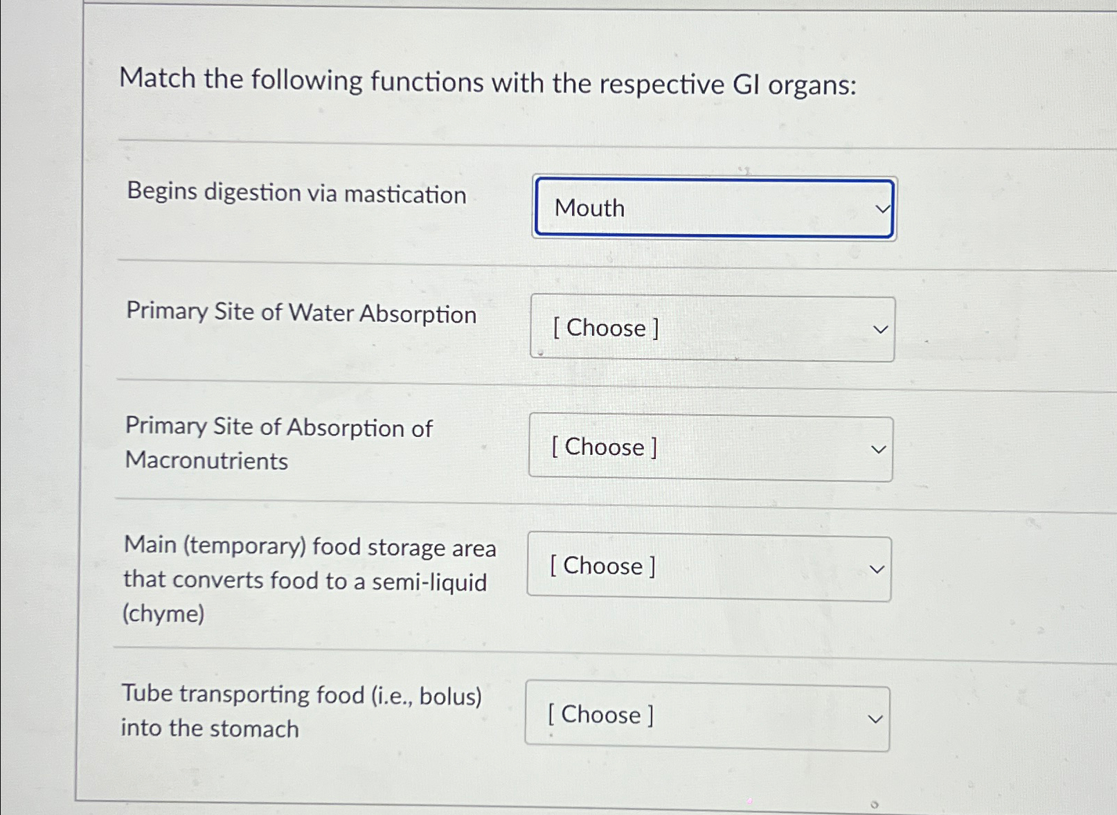 Solved Match the following functions with the respective GI | Chegg.com