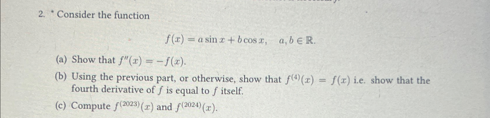 Solved Consider The Functionf X Asinx Bcosx A Binr A