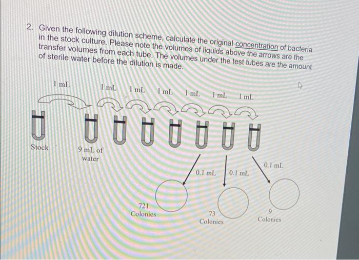Solved 1. Given the following dilution scheme, calculate the | Chegg.com
