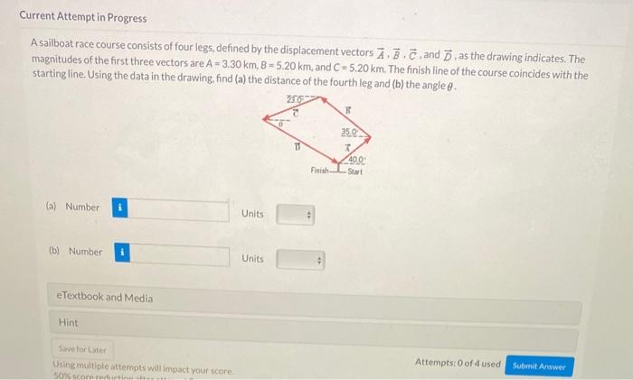 Solved A sailboat race course consists of four legs, defined | Chegg.com