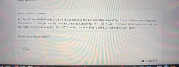 Solved QUESTION 21 - 1 POINT An object is launched directly | Chegg.com