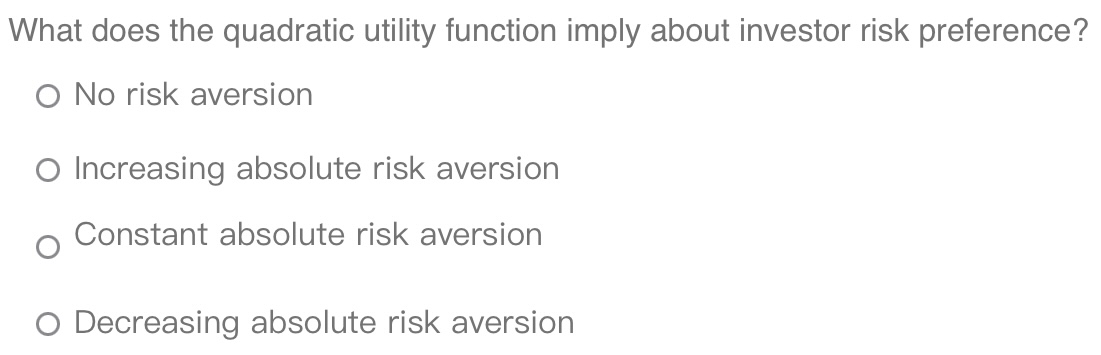 Solved What does the quadratic utility function imply about | Chegg.com
