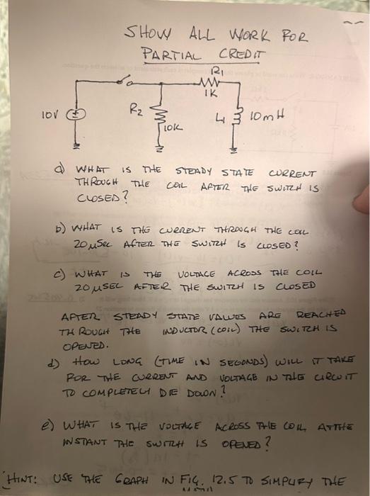 Solved SHOW ALL WORK FOR PARTIAL CREDIT a) WHAT IS THE | Chegg.com