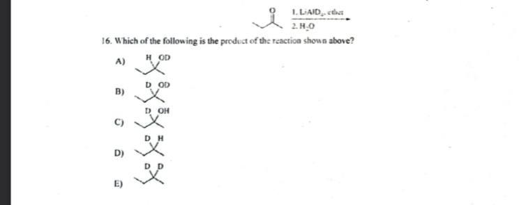 Solved 16. Which of the following is the product of the | Chegg.com