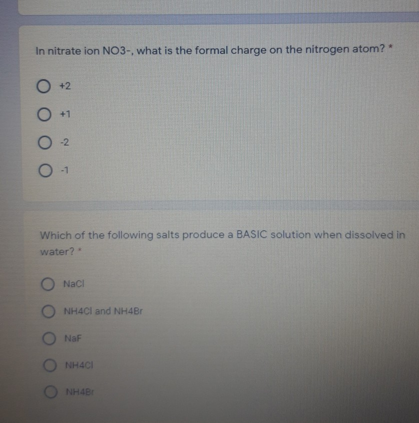 Solved In nitrate ion NO3-, what is the formal charge on the | Chegg.com