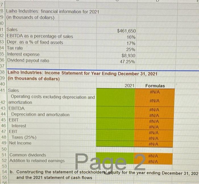 Solved Excel Activity: Financial Statements, Cash Flow, and | Chegg.com