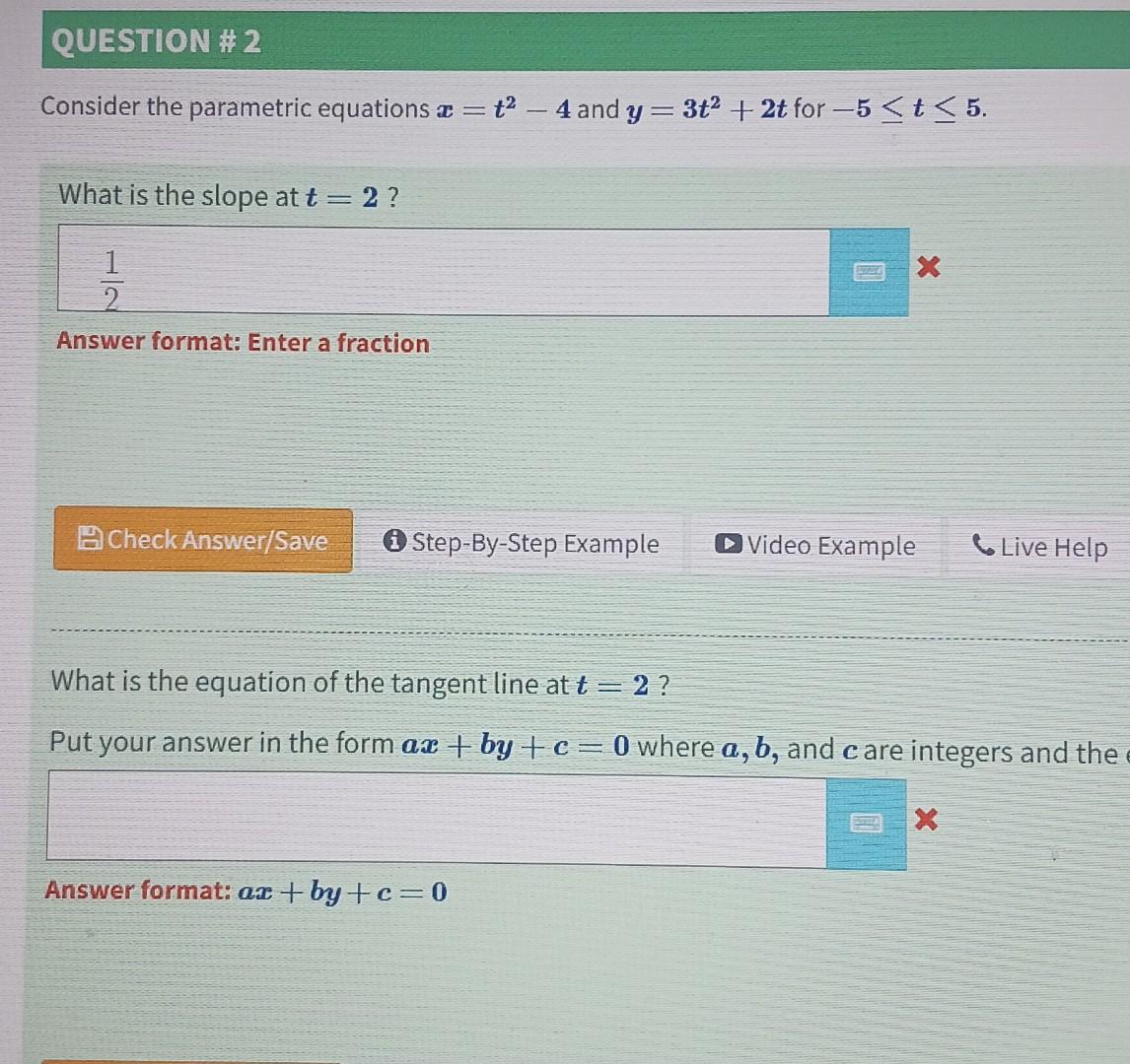 Solved Consider the parametric equations x=t2−4 and y=3t2+2t | Chegg.com
