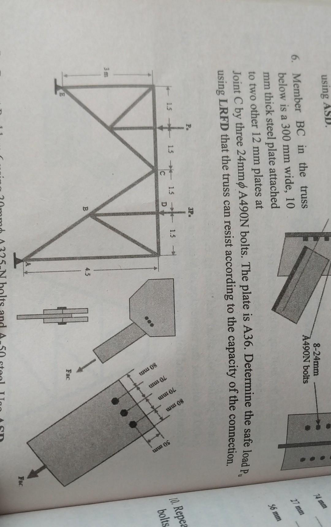 Solved using ASD. 74 mm 27 mm 56 mm 8-24mm 6. Member BC in | Chegg.com