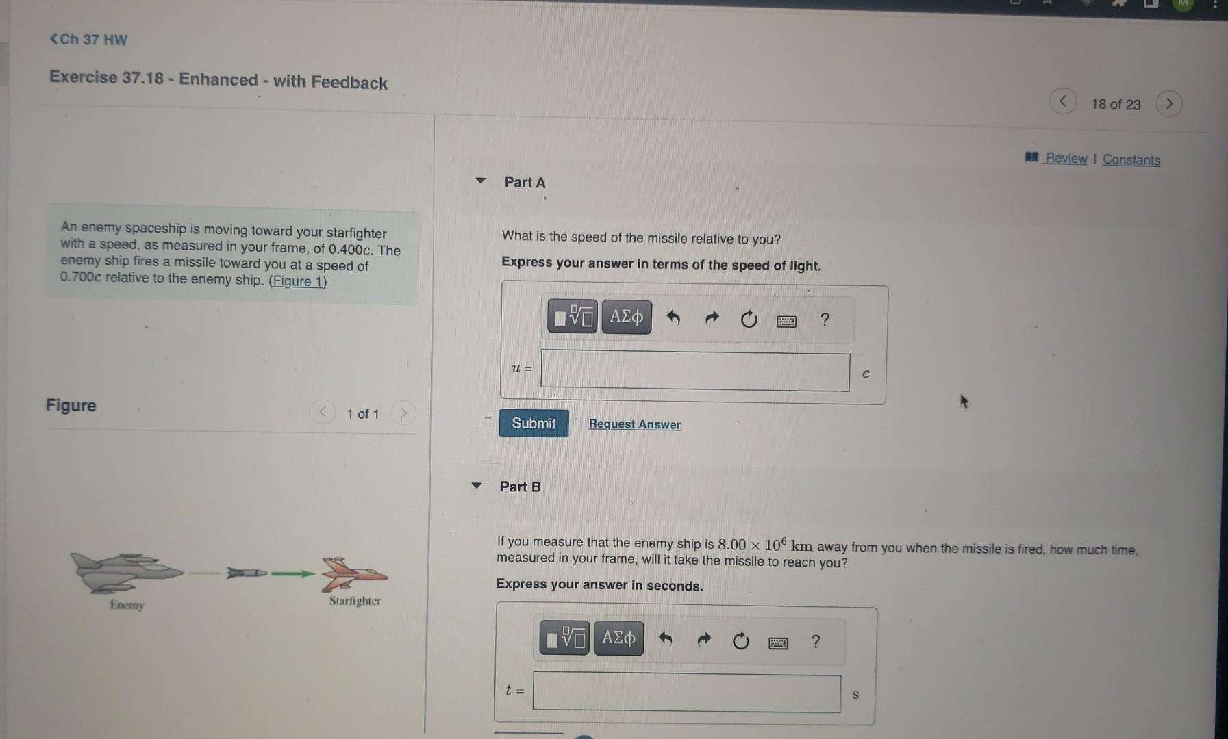 Solved Exercise 37.18 - Enhanced - with Feedback An enemy | Chegg.com