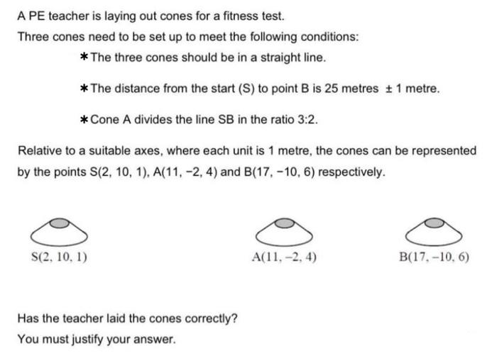 Solved A PE teacher is laying out cones for a fitness test. | Chegg.com
