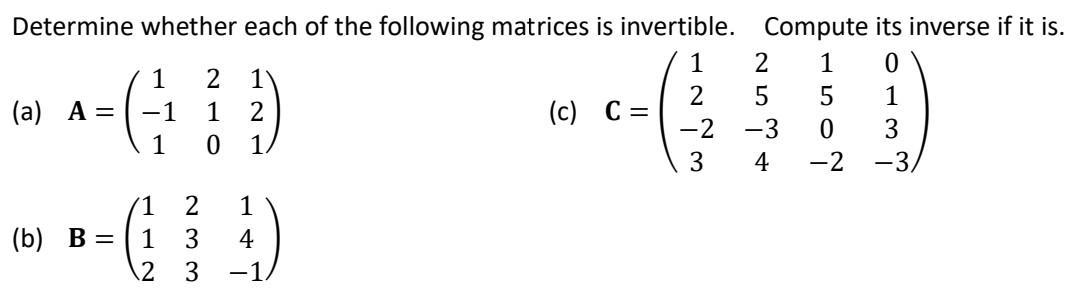 Solved Determine whether each of the following matrices is | Chegg.com