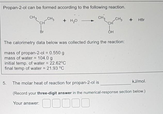 Solved Propan-2-ol can be formed according to the following | Chegg.com