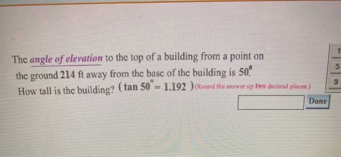 Solved The angle of elevation to the top of a building from | Chegg.com