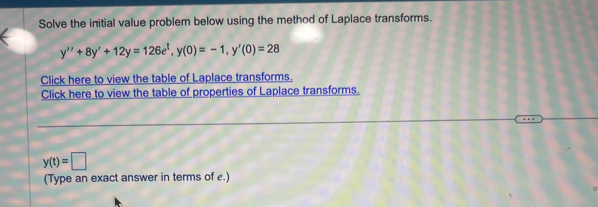 Solved Solve the initial value problem below using the | Chegg.com