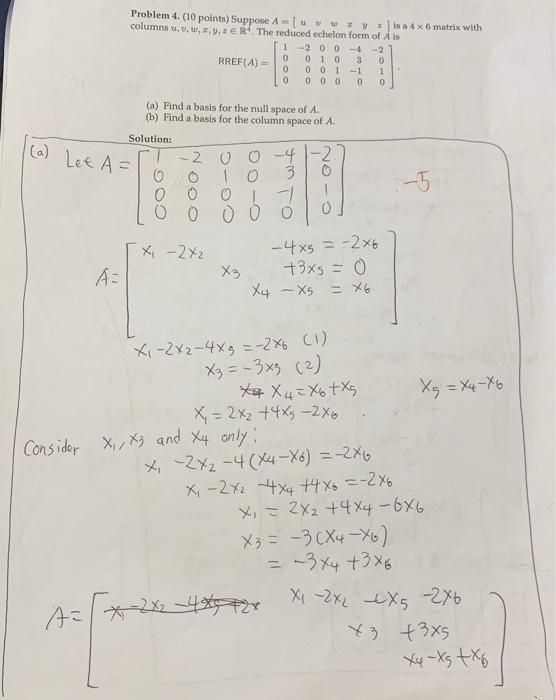 Solved columns u,v,w,x,y, =∈R4. The reduced echelon form of | Chegg.com