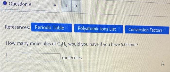 Solved Question 8 References: Periodic Table Polyatomic | Chegg.com