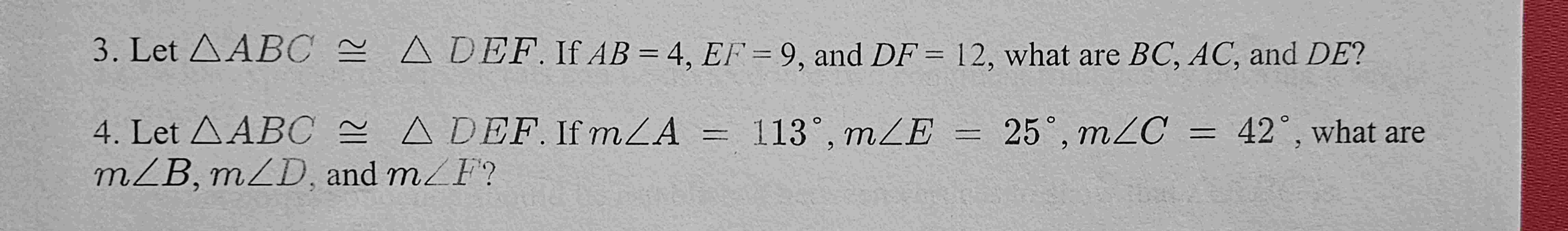 [solved] 3 Let Triangle Abc Cong Triangle Def Ab 4 E