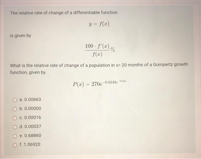 Solved The relative rate of change of a differentiable | Chegg.com