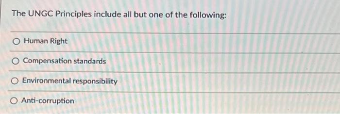 Solved The UNGC Principles include all but one of the | Chegg.com