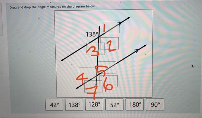 Solved Drag and drop the angle measures on the diagram | Chegg.com