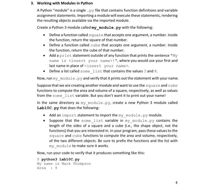 Solved 3. Working with Modules in Python A Python "module" | Chegg.com