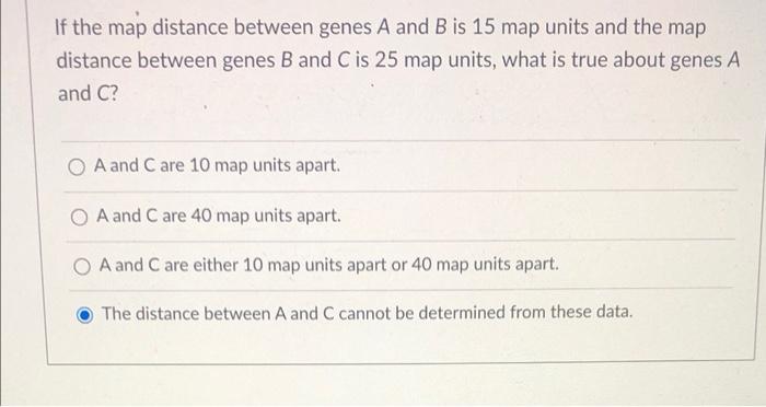 Solved If the map distance between genes A and B is 15 map | Chegg.com