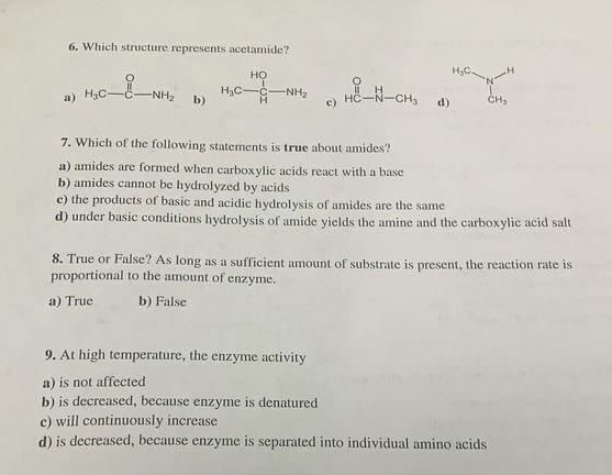 Solved Which structure represents acetamide?Which of the | Chegg.com