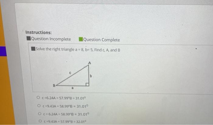 Solved Instructions: Question Incomplete Question Complete | Chegg.com