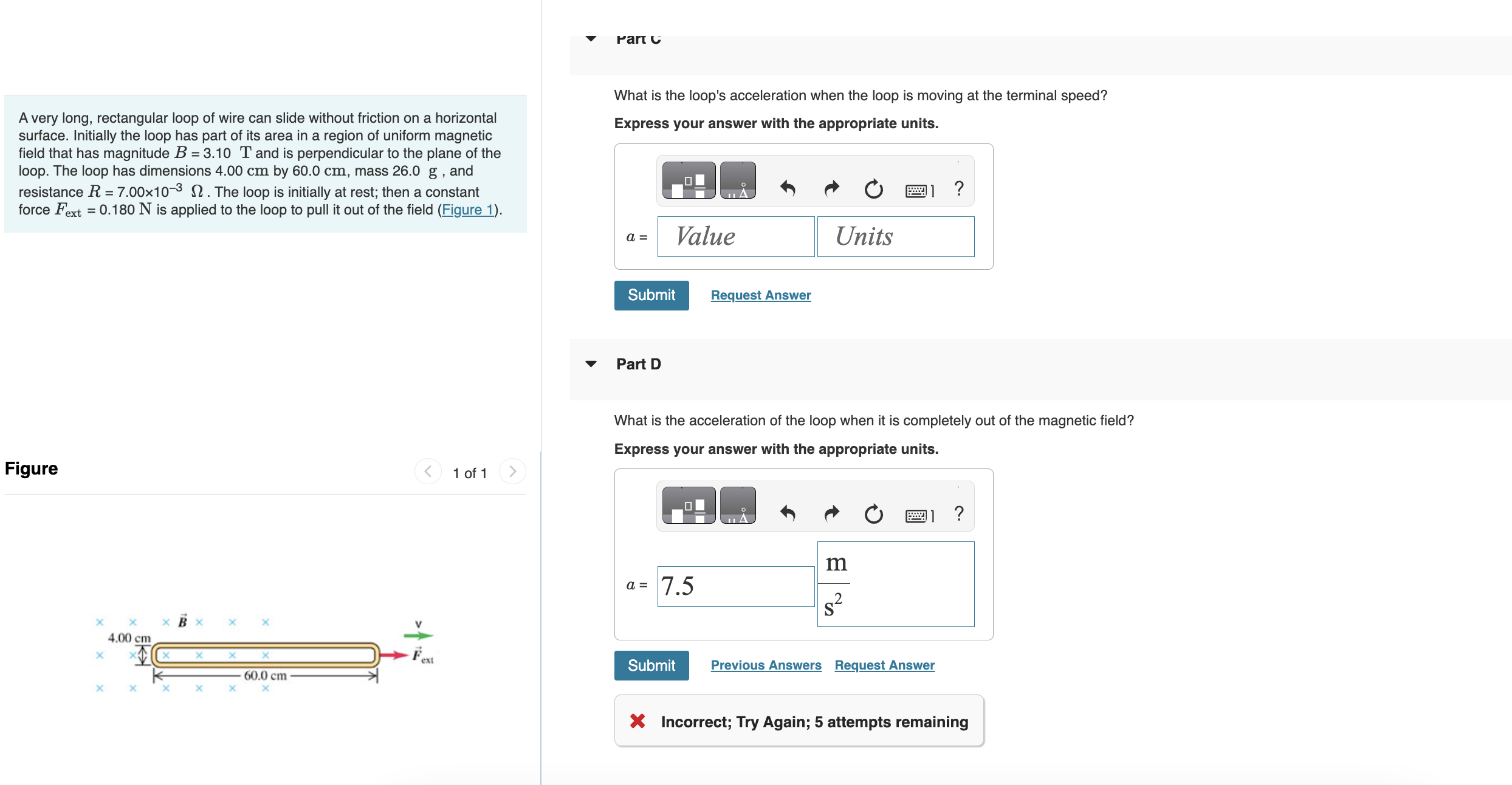 Solved A very long, rectangular loop of wire can slide | Chegg.com