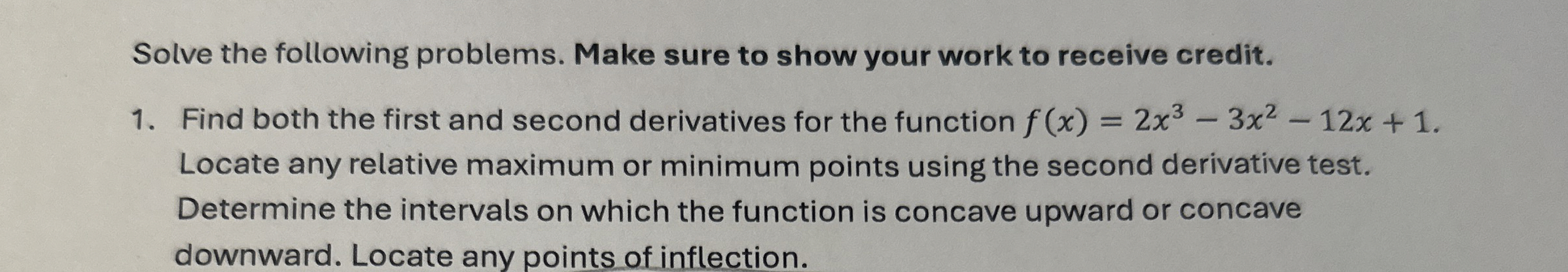 Solved Solve the following problems. Make sure to show your | Chegg.com
