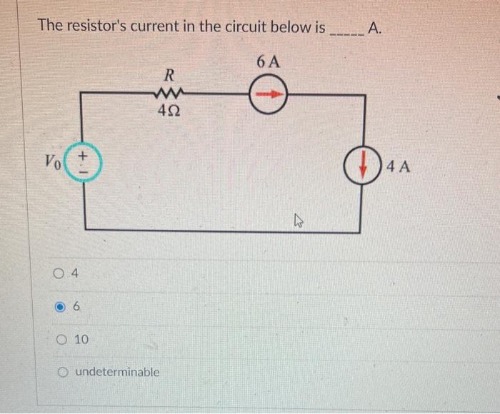 Solved The resistor's current in the circuit below is A. 4 6 | Chegg.com