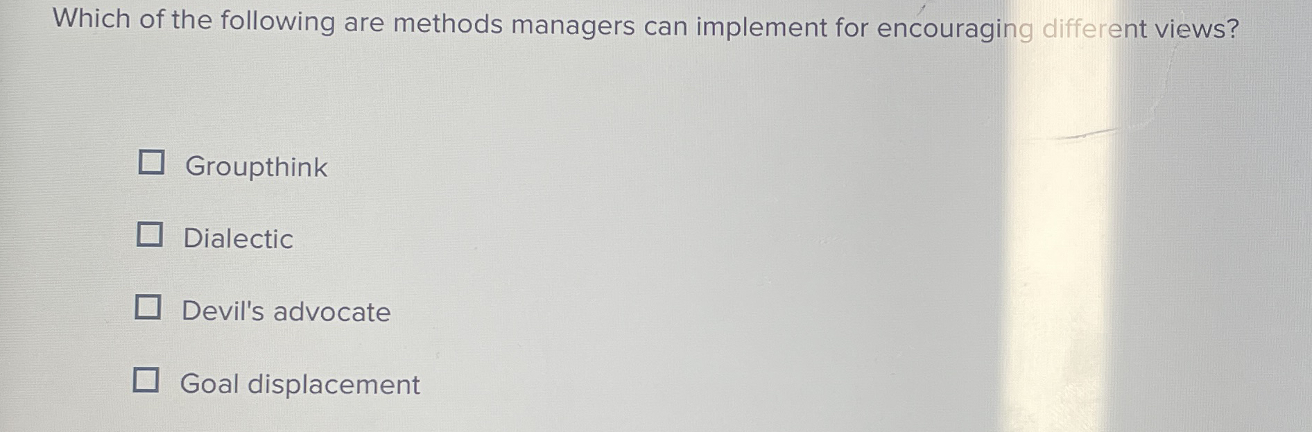 Solved Which of the following are methods managers can | Chegg.com